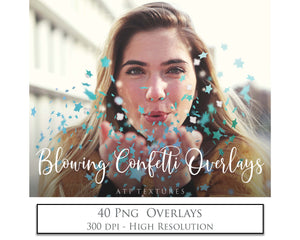 40 BLOWING CONFETTI Digital Overlays