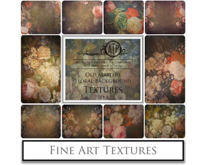 10 OLD MASTERS Floral Background TEXTURES / DIGITAL BACKDROPS - Set 8