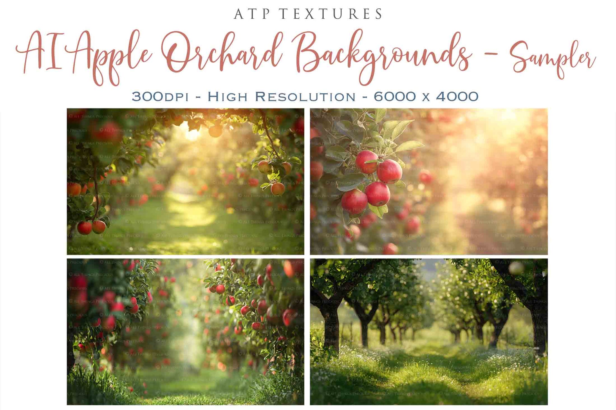 40 AI APPLE ORCHARD Digital backgrounds Set 1 – ATP Textures