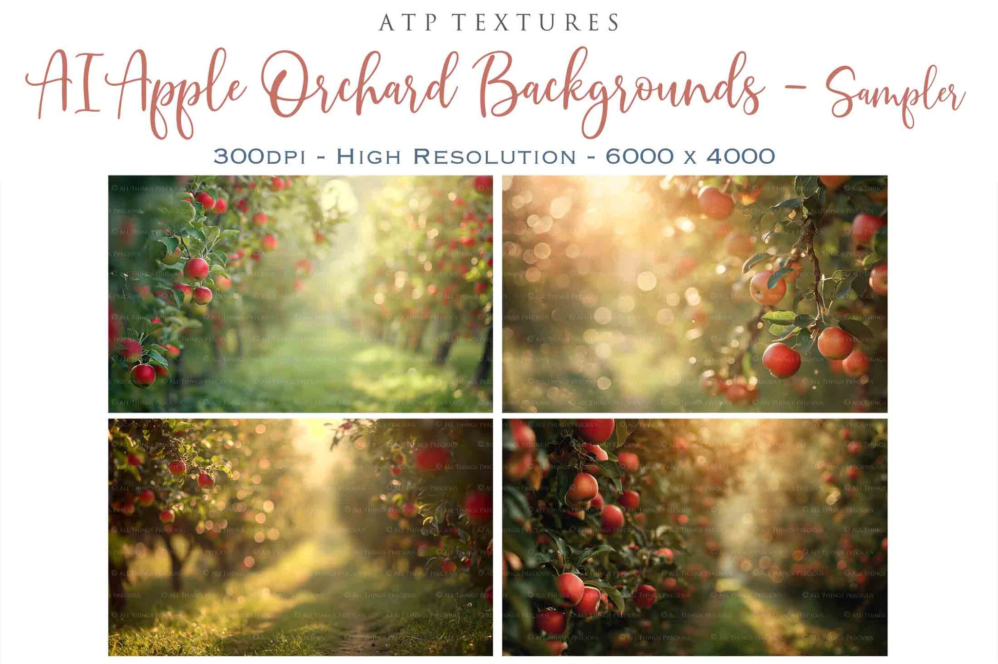 40 AI APPLE ORCHARD Digital backgrounds Set 1 – ATP Textures