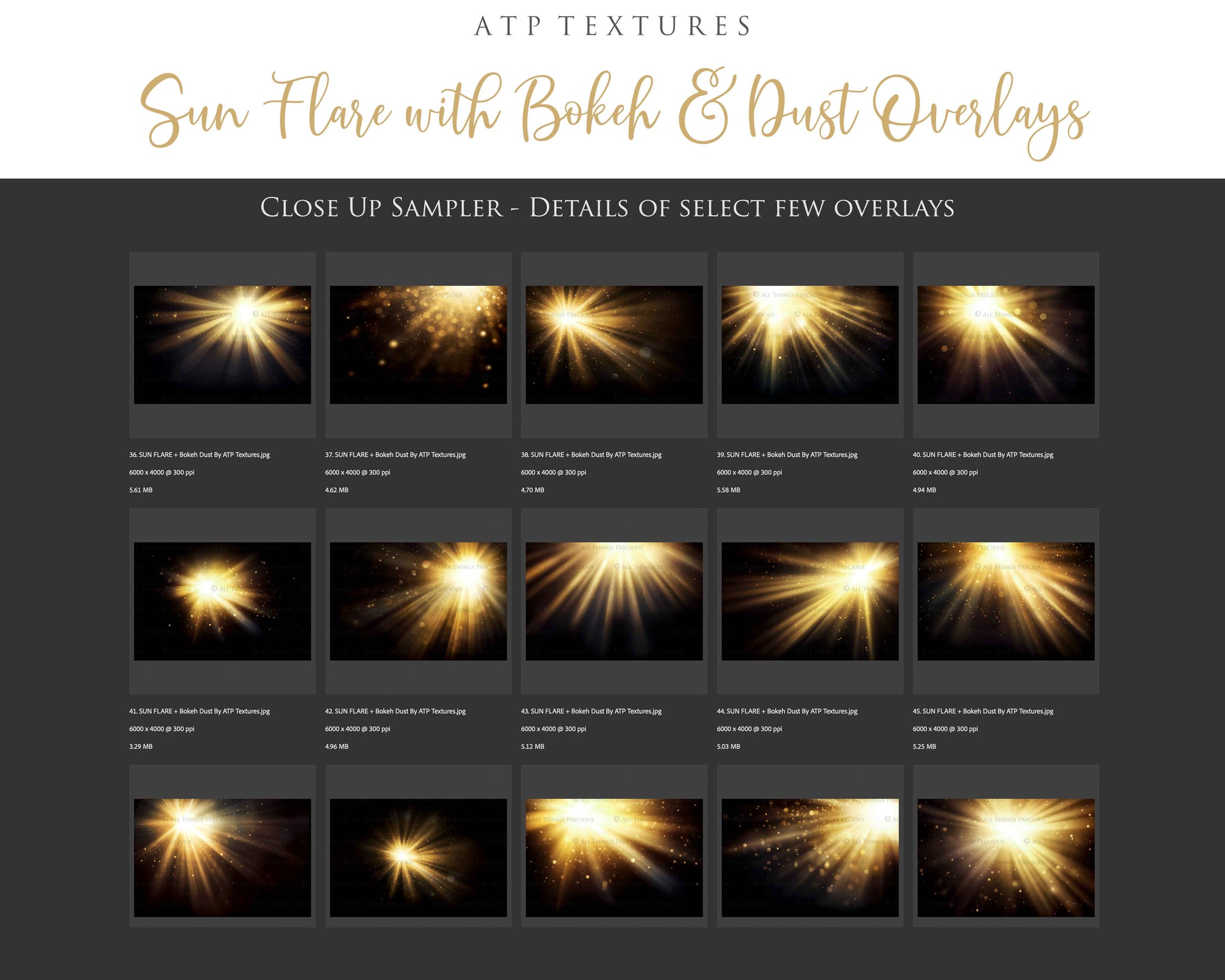 SUN FLARE, BOKEH and DUST Digital Overlays - Set 1 – ATP Textures