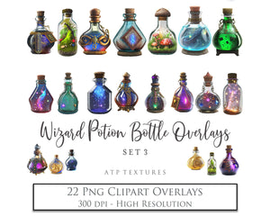 WIZARD POTION BOTTLES - Set 3 - Digital Overlays