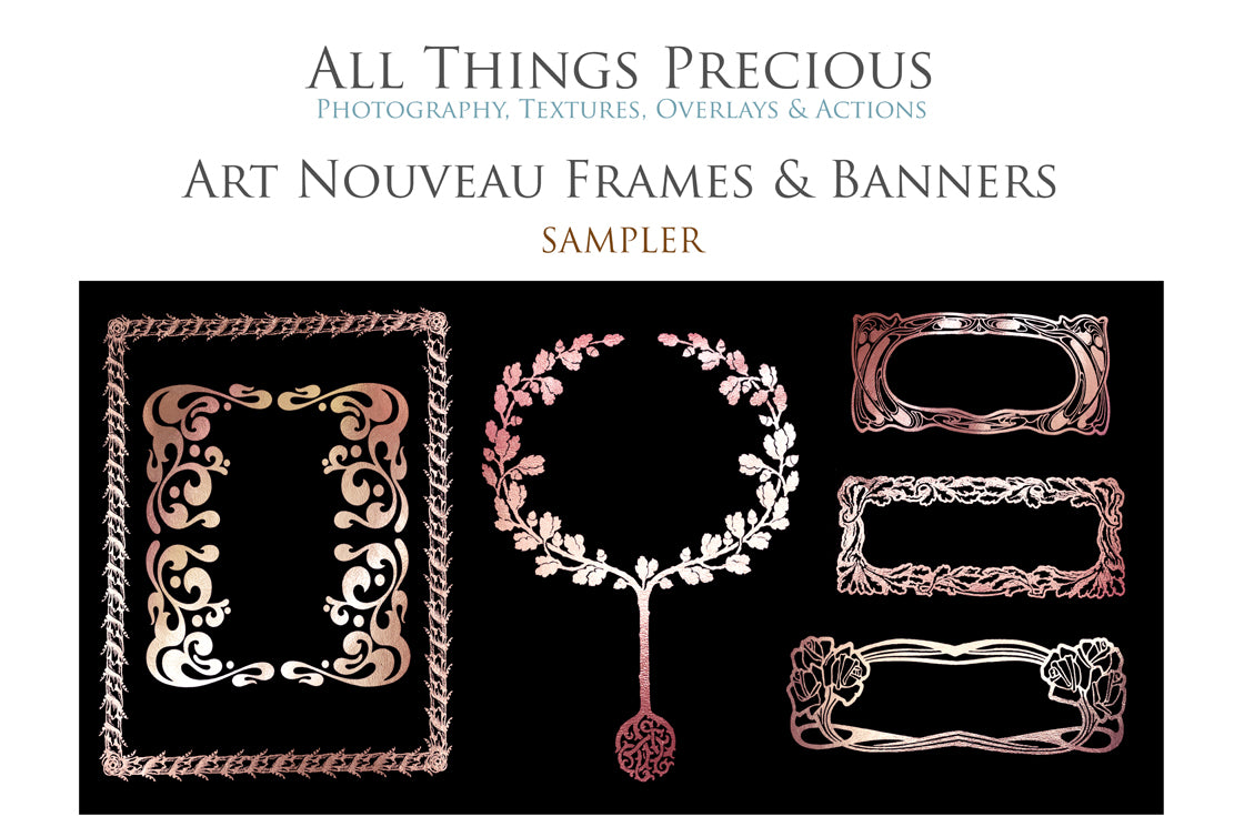 ART NOUVEAU ROSE GOLD FRAMES - Digital Clipart – ATP Textures