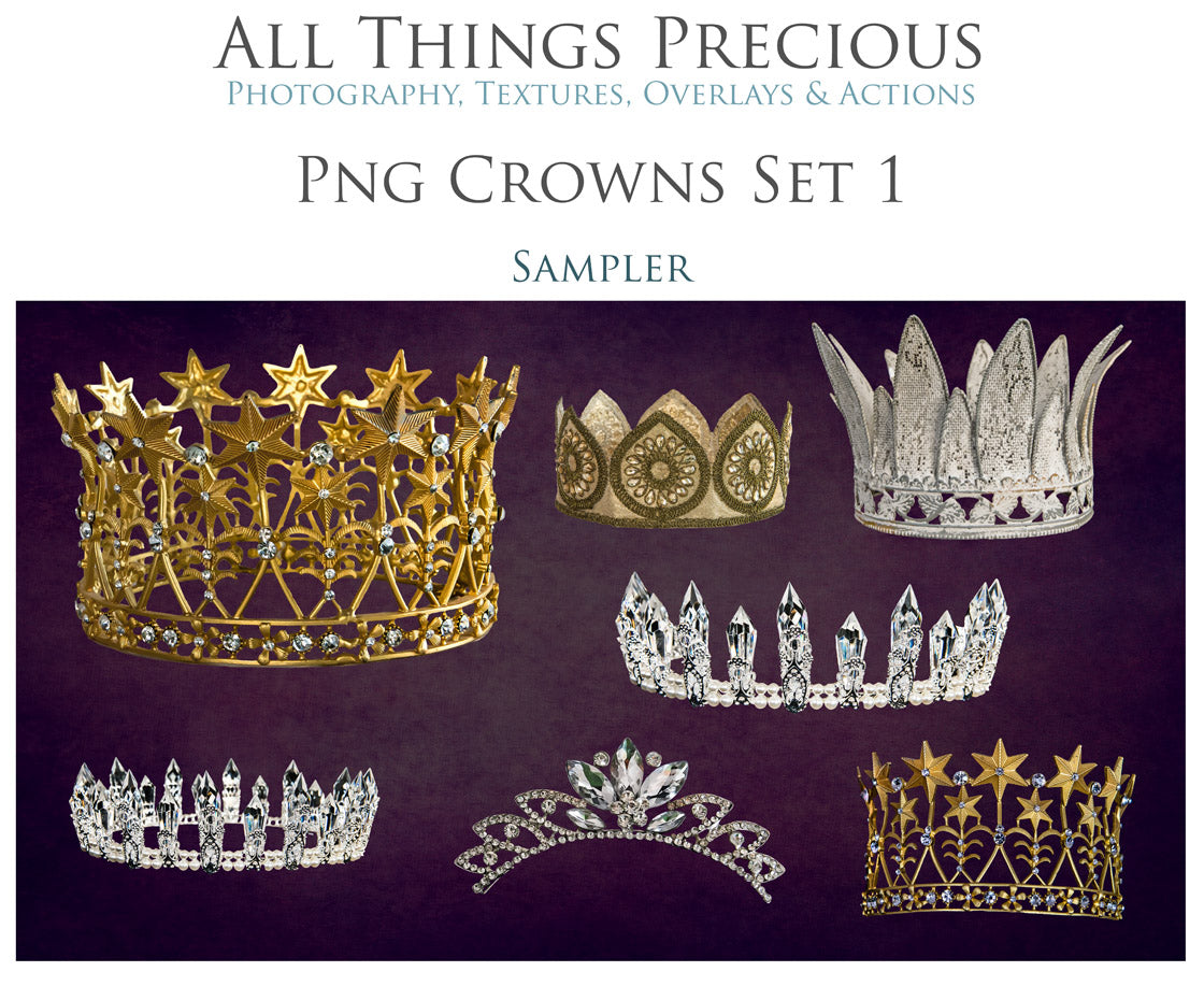 PNG CROWNS Set 1 Digital Overlays – ATP Textures