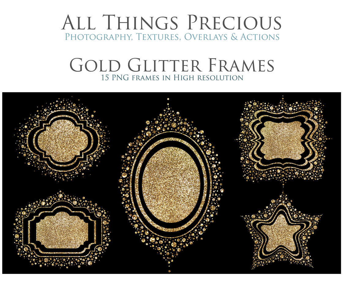 GOLD GLITTER FRAMES - Clipart – ATP Textures