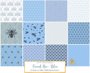 FRENCH BEE Digital Papers - BLUE