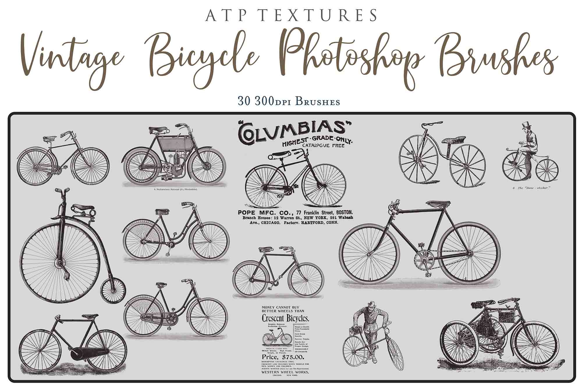 PHOTOSHOP BRUSHES - Vintage Bicycle - FREE DOWNLOAD – ATP Textures
